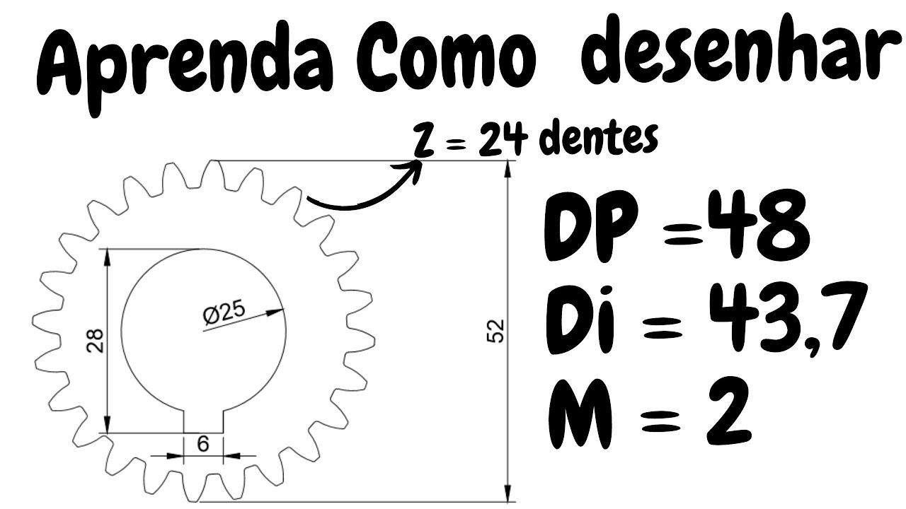AULA 2 | Como desenhar engrenagem cilíndrica de dentes retos no AutoCAD ...