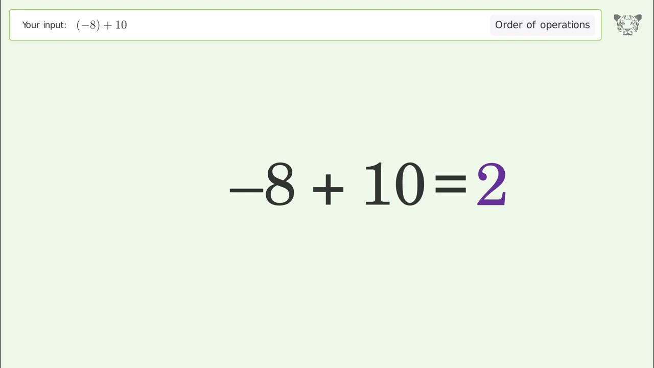 Master Order of Operations: Solve (-8)+10 Step by Step! - YouTube
