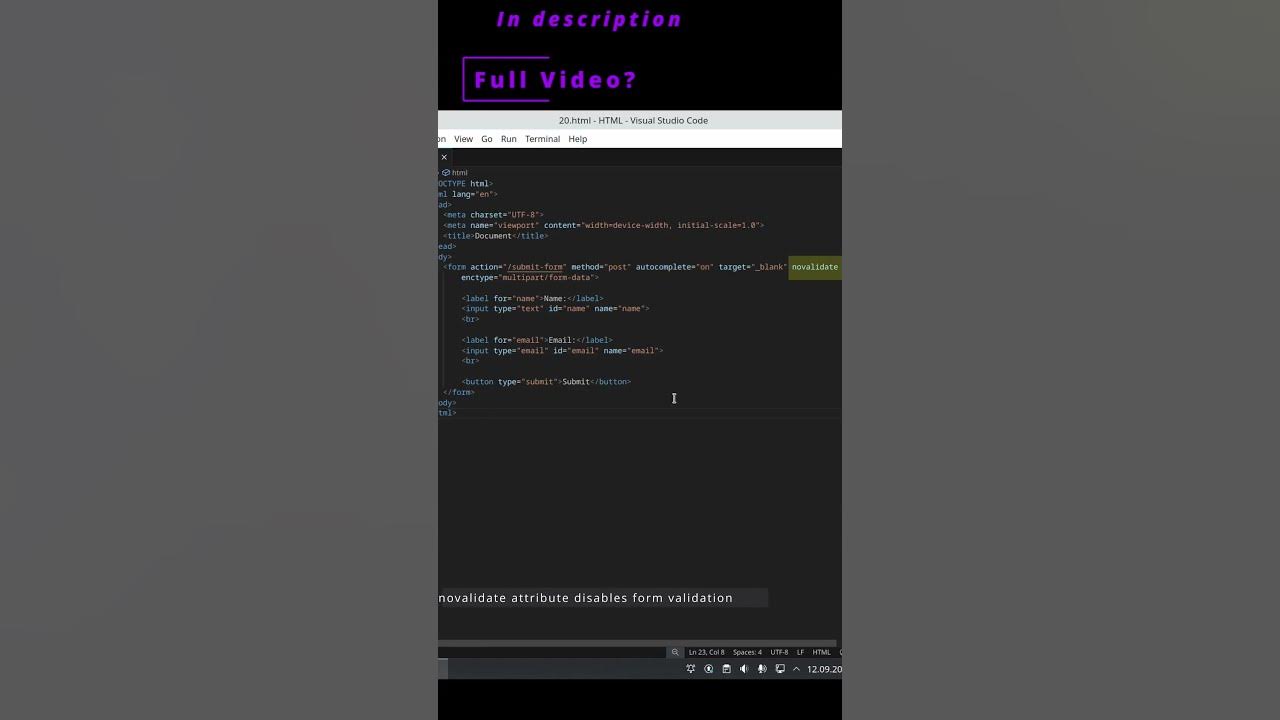 HTML 20b 💻 Forms Introduction #html #html5 #html5tutorial #html5course - YouTube