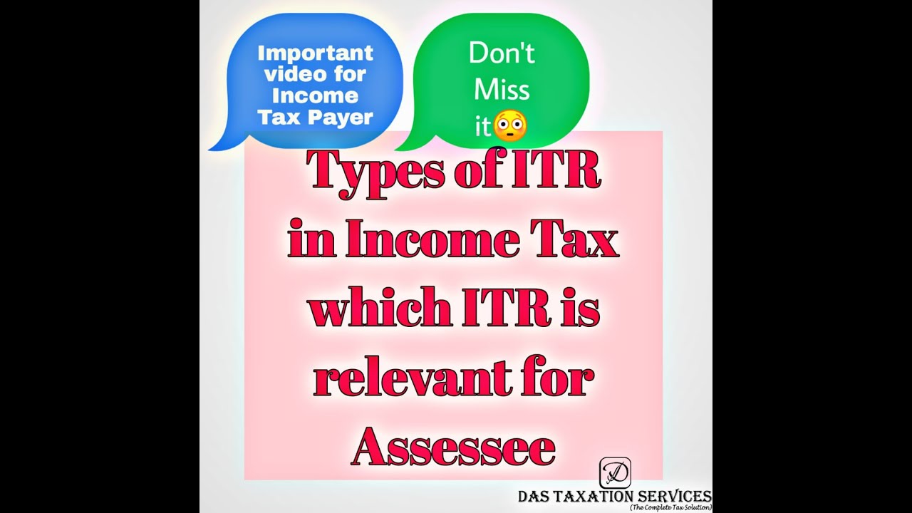 Types of ITRs in Income Tax which ITR is relevant for Assessee ! आयकर ...