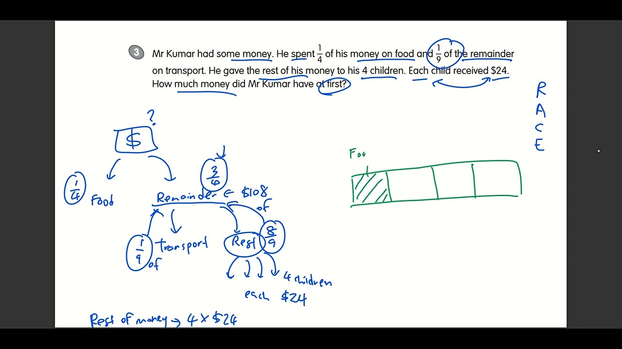 P6 Math Chap 2 Fractions Problems 6A WB P57 L2 Q3 - YouTube