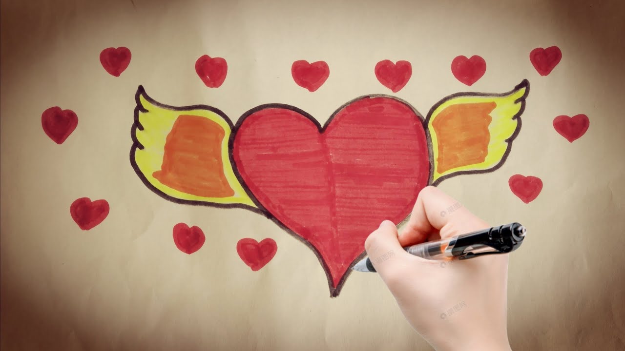 HOW TO DRAW A HEART WITH WINGS ||FLYING HEART - YouTube
