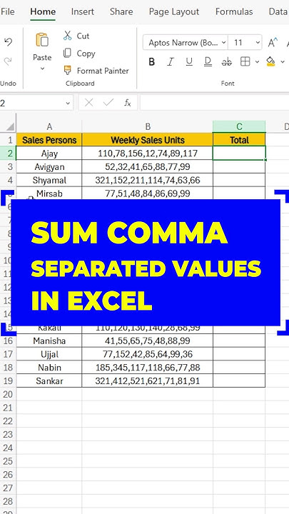 Sum Comma Separated Values In Excel 💯sum With Textsplit Excelshorts 