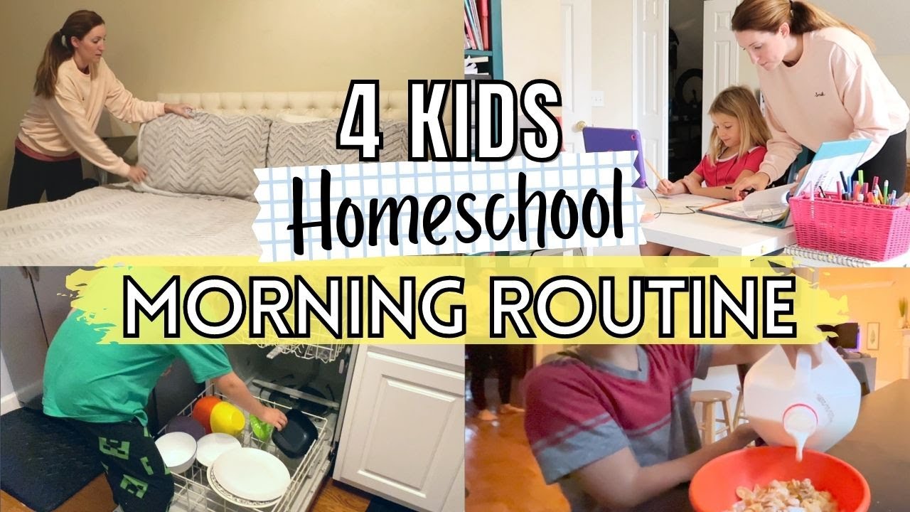 MOM OF 4 MORNING ROUTINE | 4 Kids Homeschool Morning Routine - YouTube