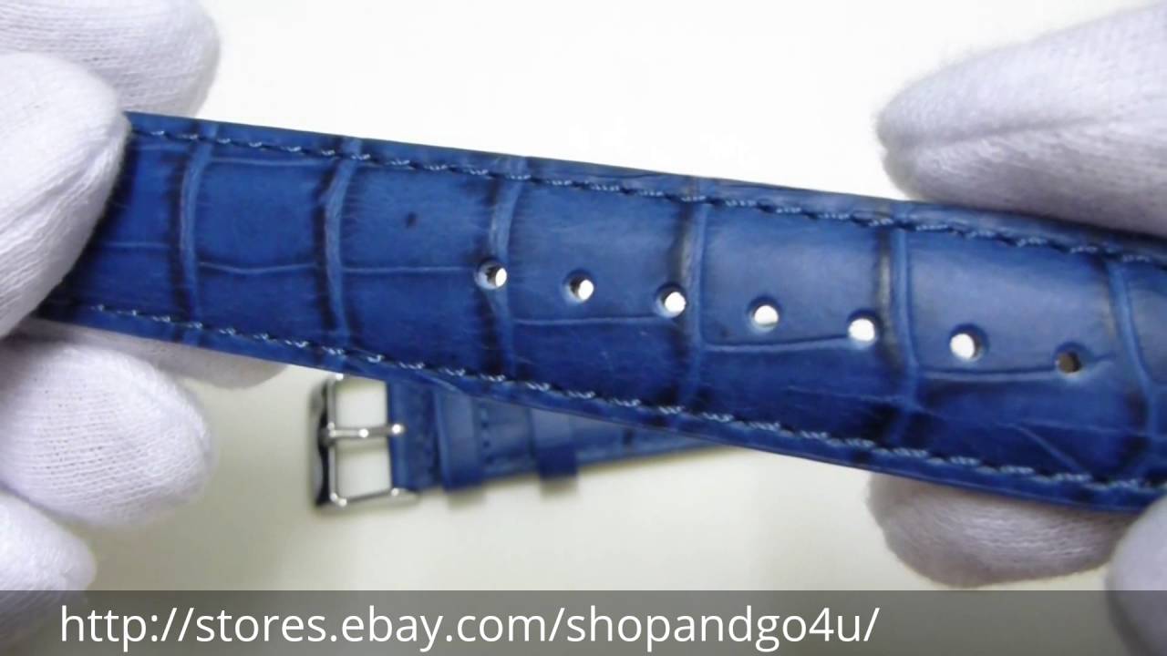 Genuine Leather Croco Assortment Watch Strap Band Blue Video Review 05 ...