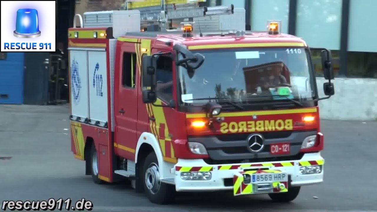 Madrid fire department // Coche CO-121 Bomberos Madrid Parque 12 - YouTube