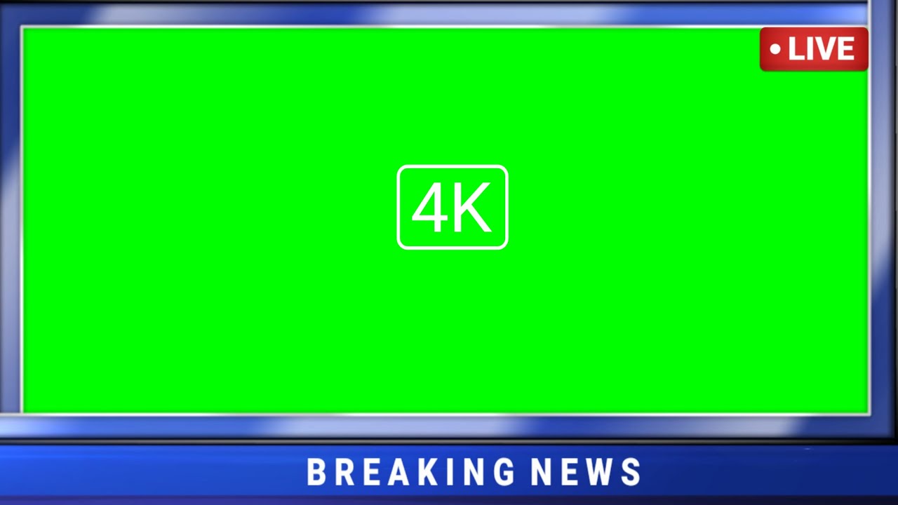 4K Live Breaking News Frame with Sound Effect in Green Screen || Free ...