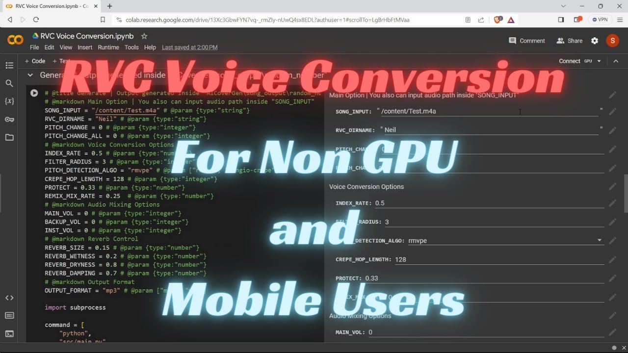 RVC Voice Cloning for Mobile and Non-GPU Users [No Installation] - YouTube