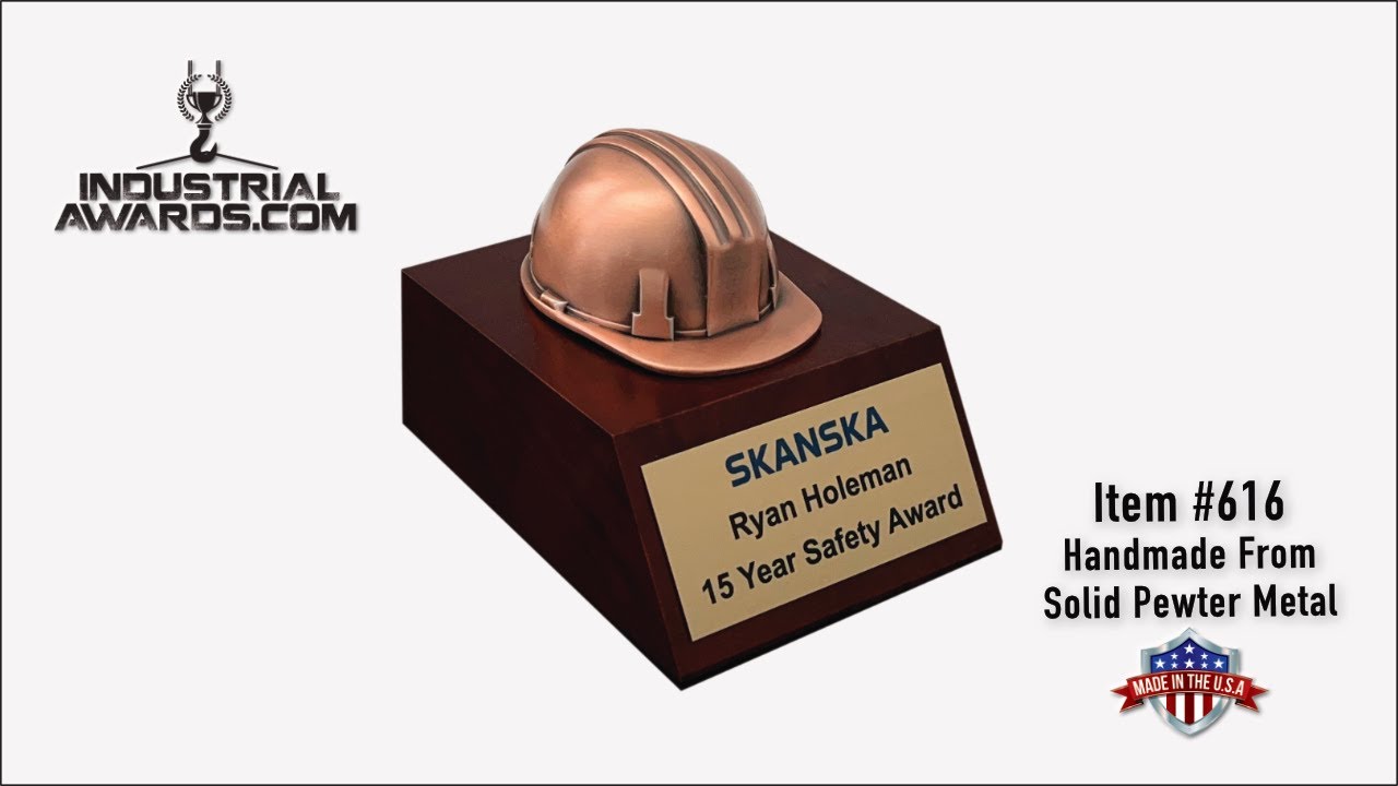 Bronze hard hat safety award trophy plaque unique gift for construction ...