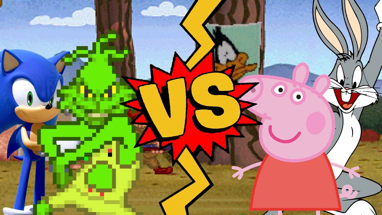 M.U.G.E.N. Battles | Sonic/Grinch vs Bugs Bunny/Peppa Pig - YouTube