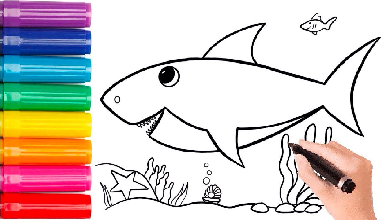 How To Draw A Happy Shark Step By Step Shark Drawing Easy - YouTube