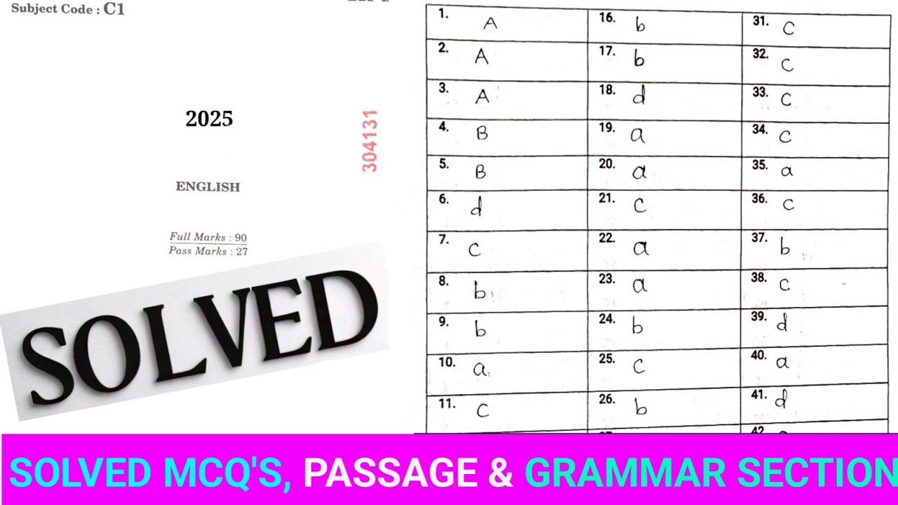 HSLC 2025 | ENGLISH | SET-B | Answer key. HSLC 2025 English answer key ...