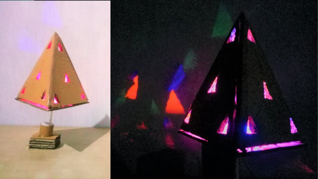 How to make cardboard pyramid with light at home - Prism with cardboard ...