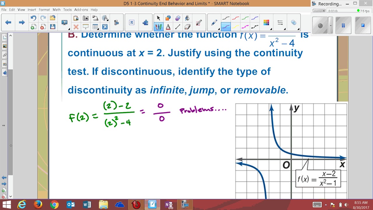 1-3 Example 2 Identify a Point of Discontinuity - YouTube