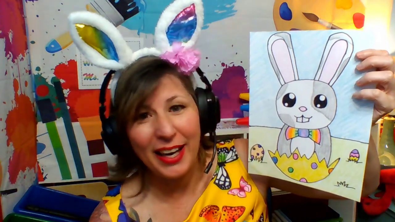 Draw a spring bunny with Ms. Patterson - YouTube