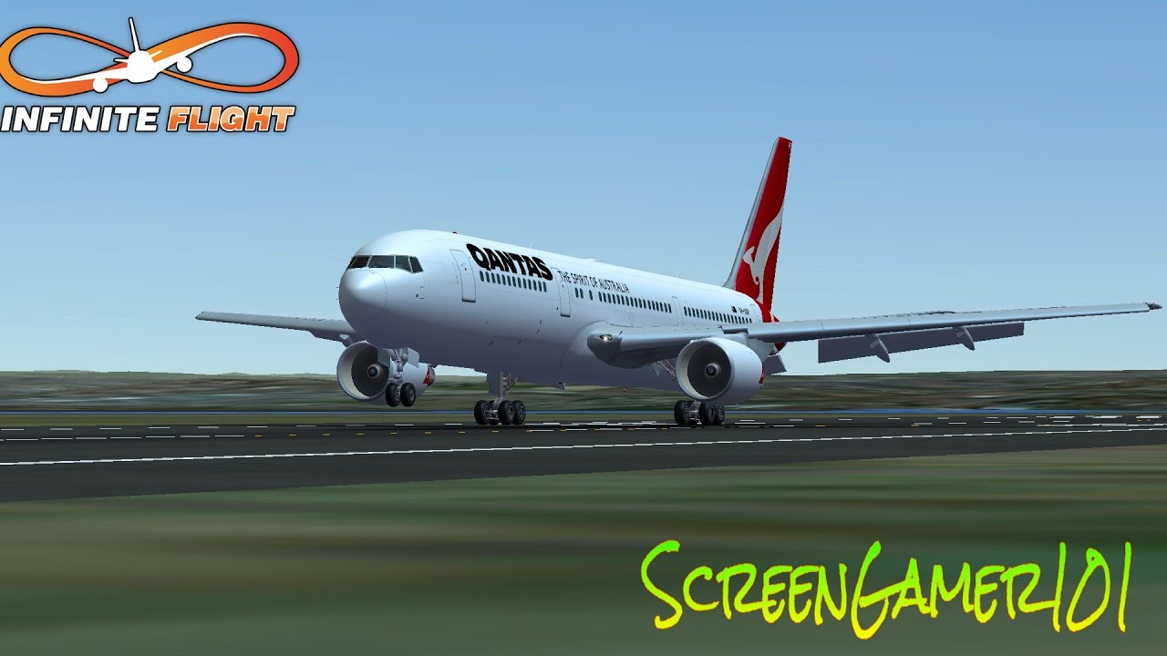 Infinite flight QANTAS BOEING 767-300 landing - YouTube