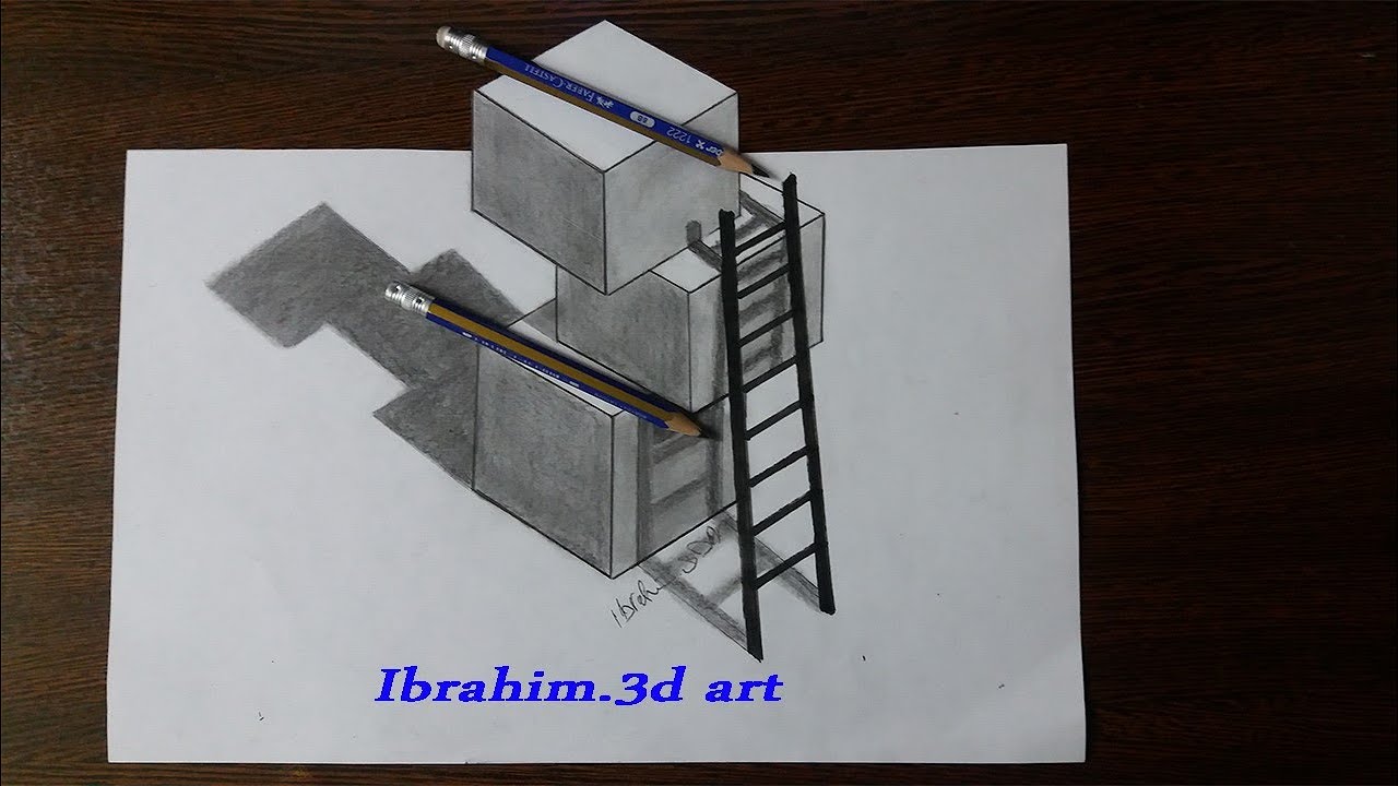 How to draw 3D cubes on paper - optical illusion drawing - YouTube