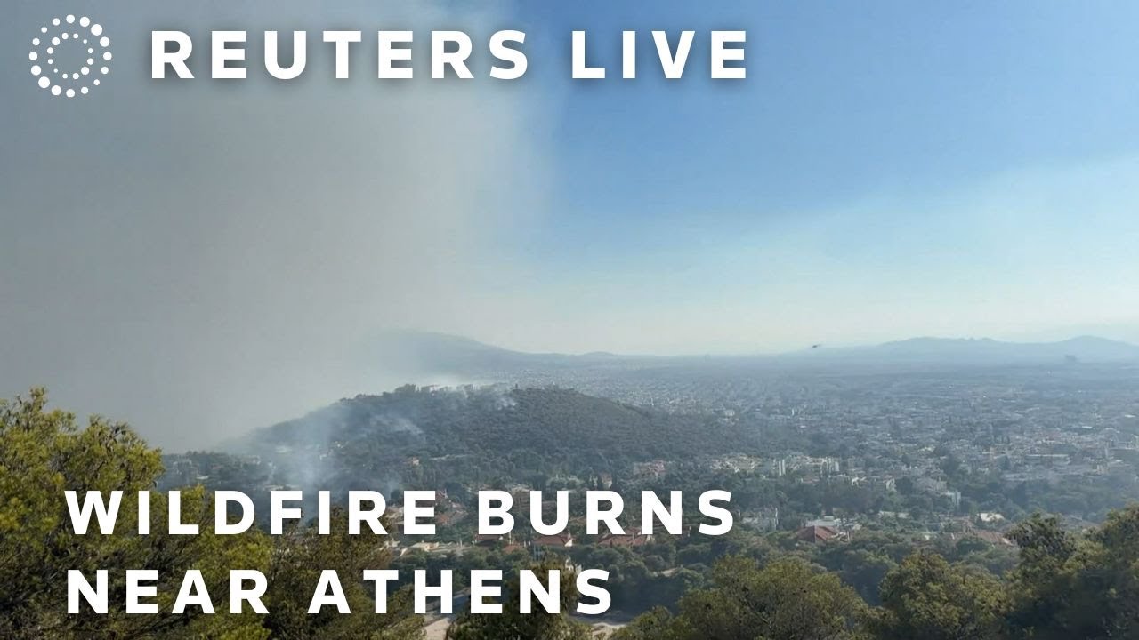 LIVE: Smoke rises over Athens as wildfire burns - YouTube
