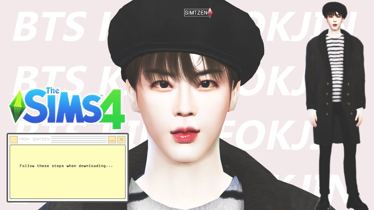 📥 DOWNLOAD : BTS Jin Sims 4 | 다운로드 : 심즈4 방탄소년단 김석진 - YouTube