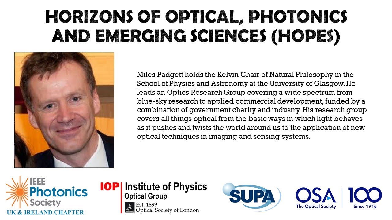 Prof Miles Padgett - Horizons of Optical, Photonics and Emerging ...