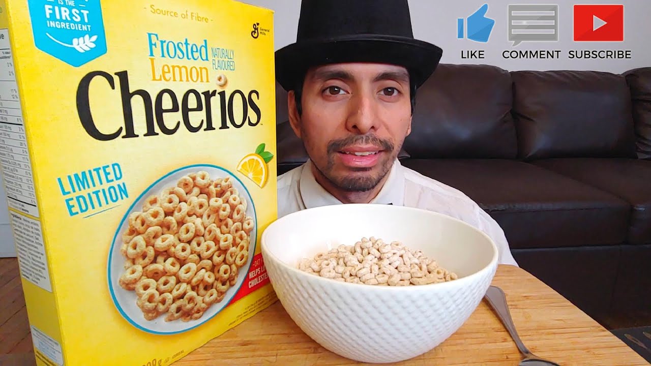 FROSTED LEMON CHEERIOS BREAKFAST CEREAL MUKBANG EATING SHOW REVIEW ...