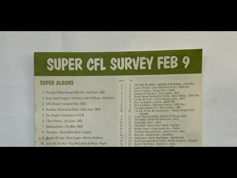 WCFL music survey from February 9, 1974. (Chicago 1000 AM) - YouTube