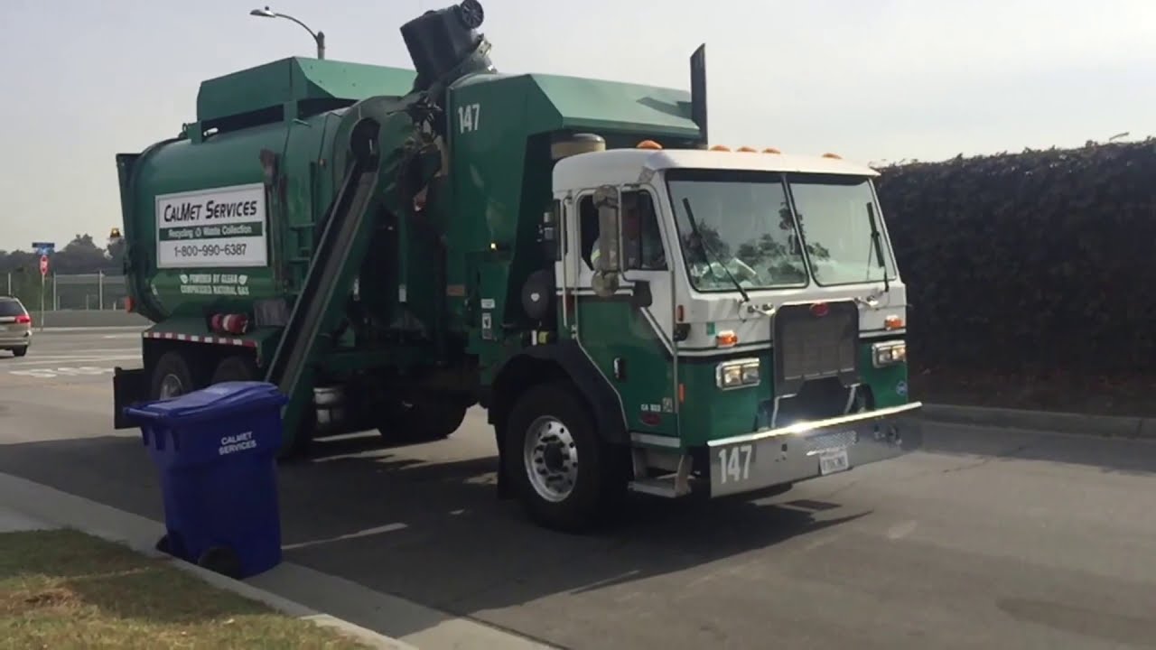 Calmet services trash truck #147 peterbilt 320 part 2 - YouTube
