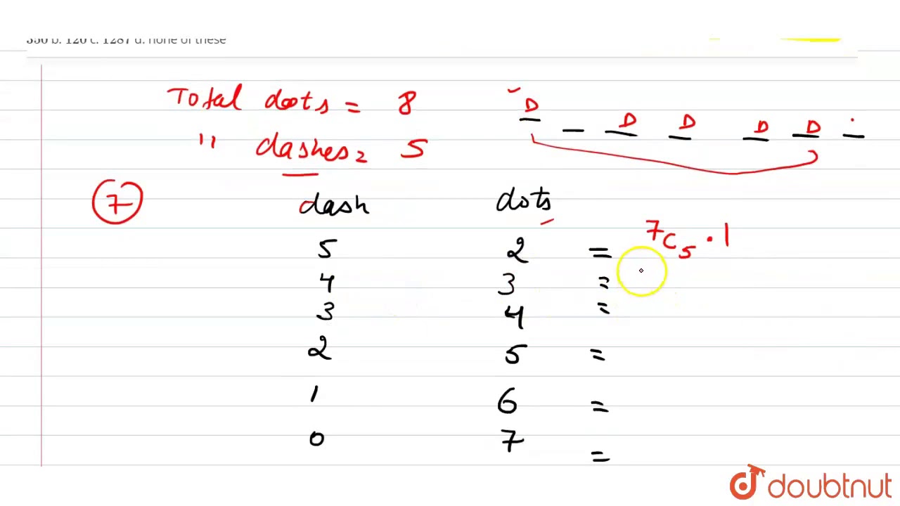 "The number of different ways in which five ""alike dashes"" and ...