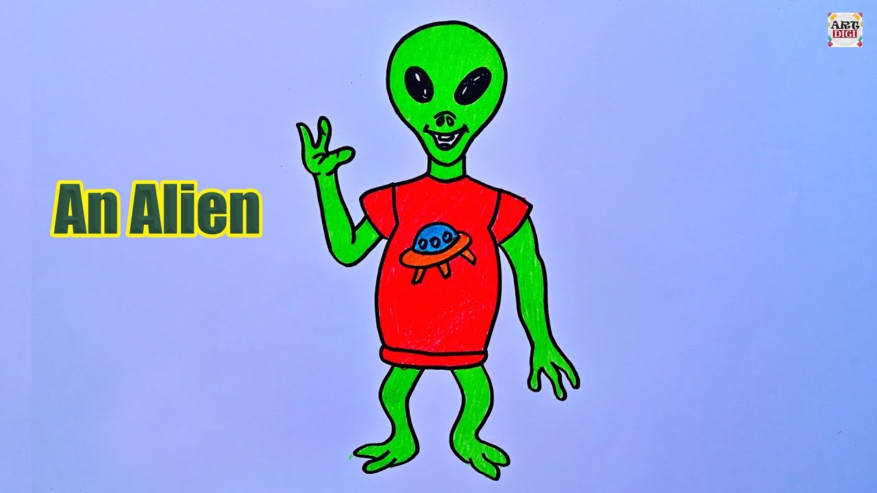 How to draw An Alien | Alien easy drawing for kids - YouTube