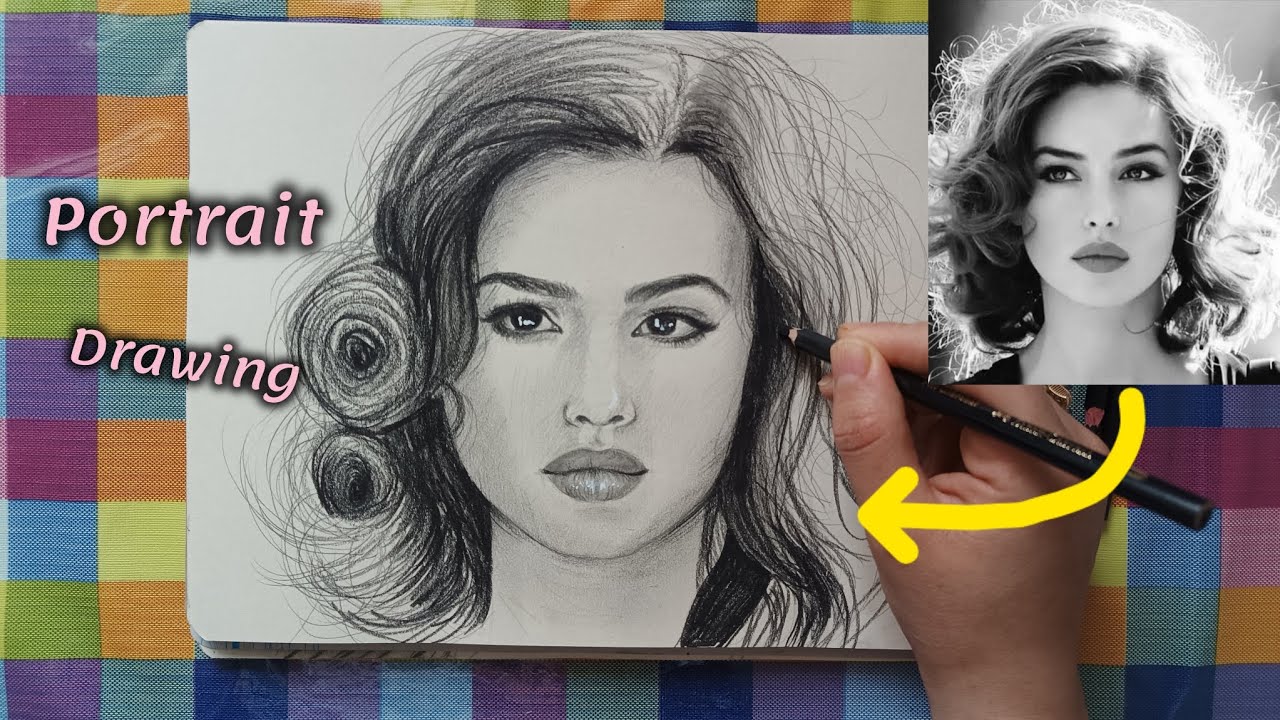 How to draw Monica Bellucci's portrait using Hana arte method 😍 ...