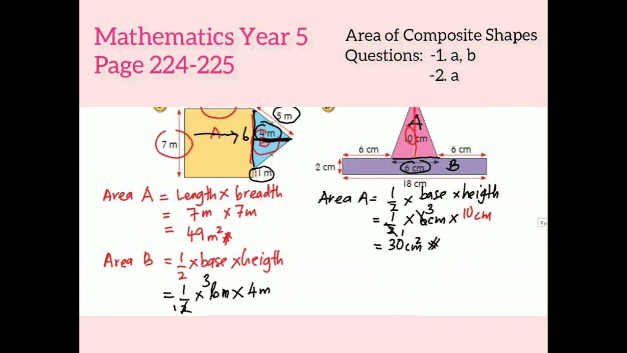 Mathematics Year 5 Area Of Composite Shapes Page 224 - 225 - YouTube