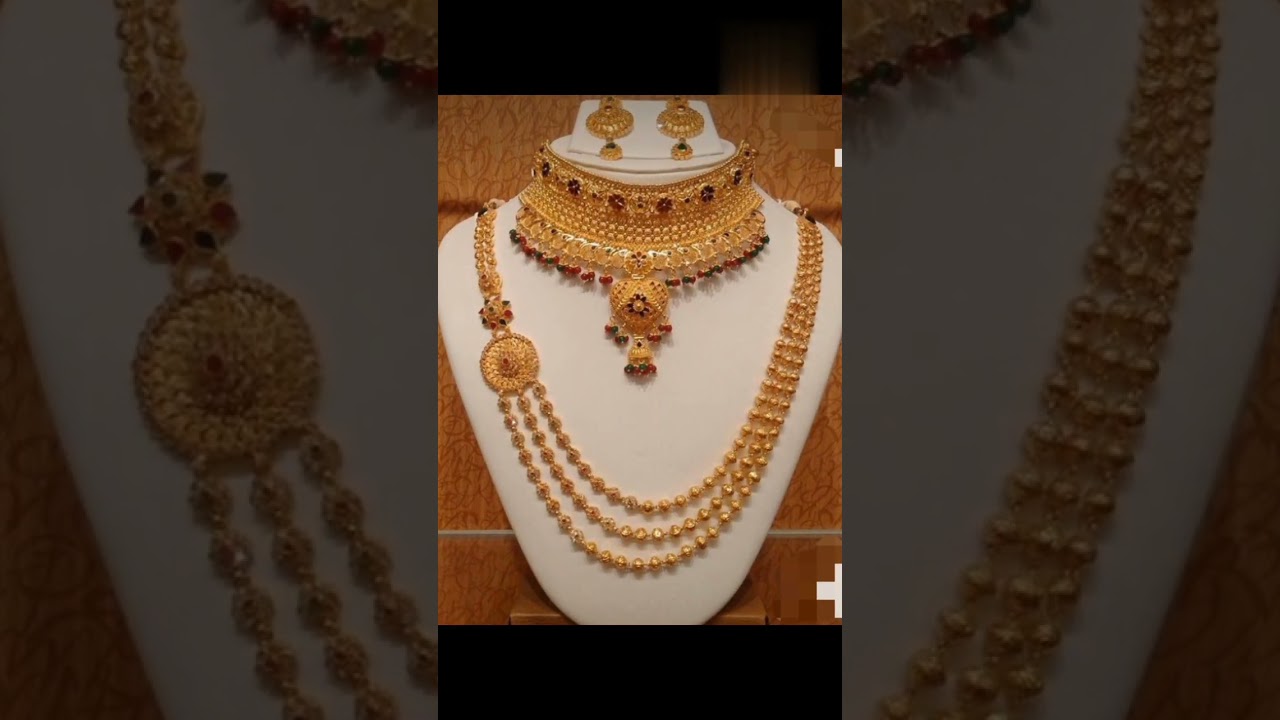 gold Haram necklace set design - YouTube