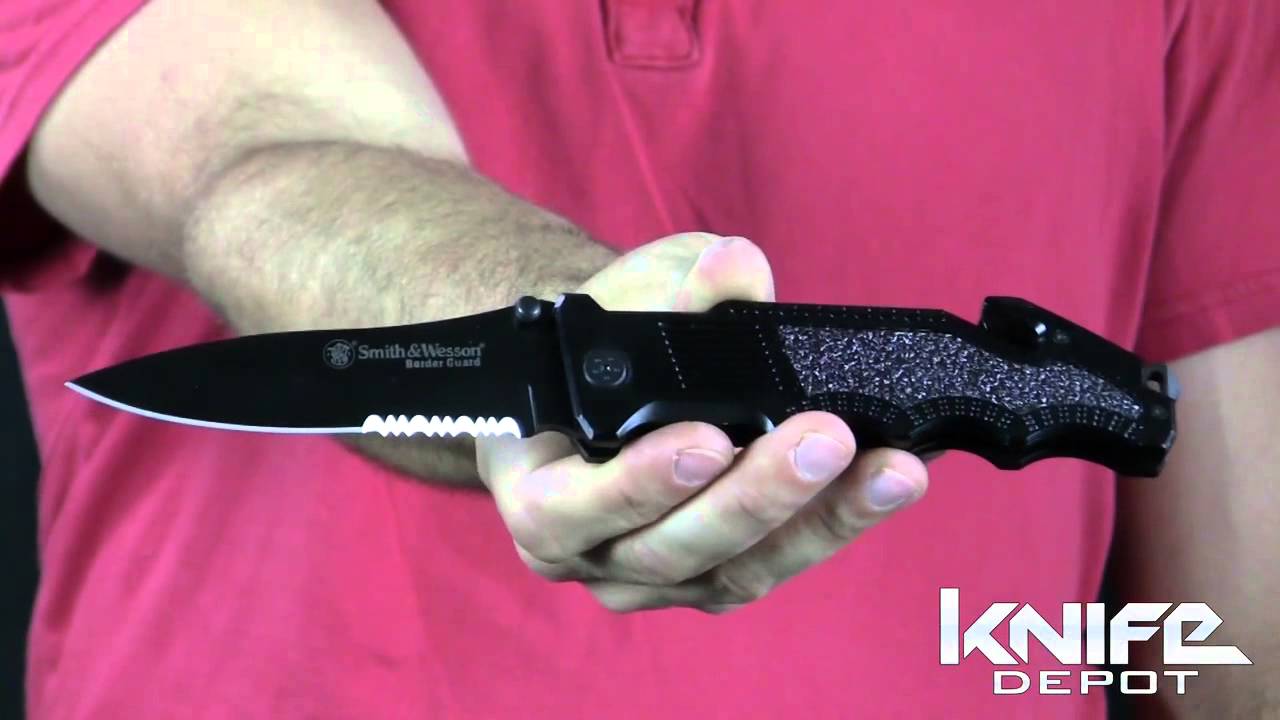 Smith & Wesson Border Guard 2 ComboEdge Pocket Knife with Black ...