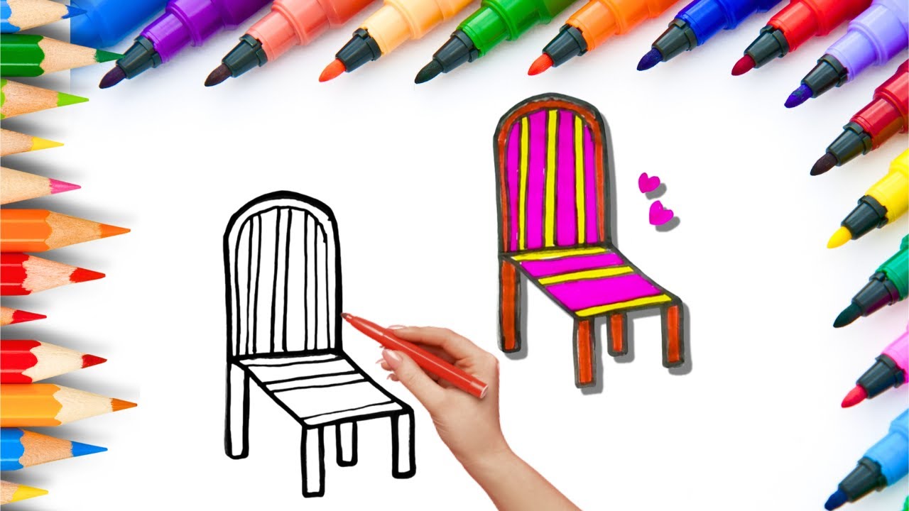 How To Draw cute chair Drawing, Painting & Coloring For Kids and ...