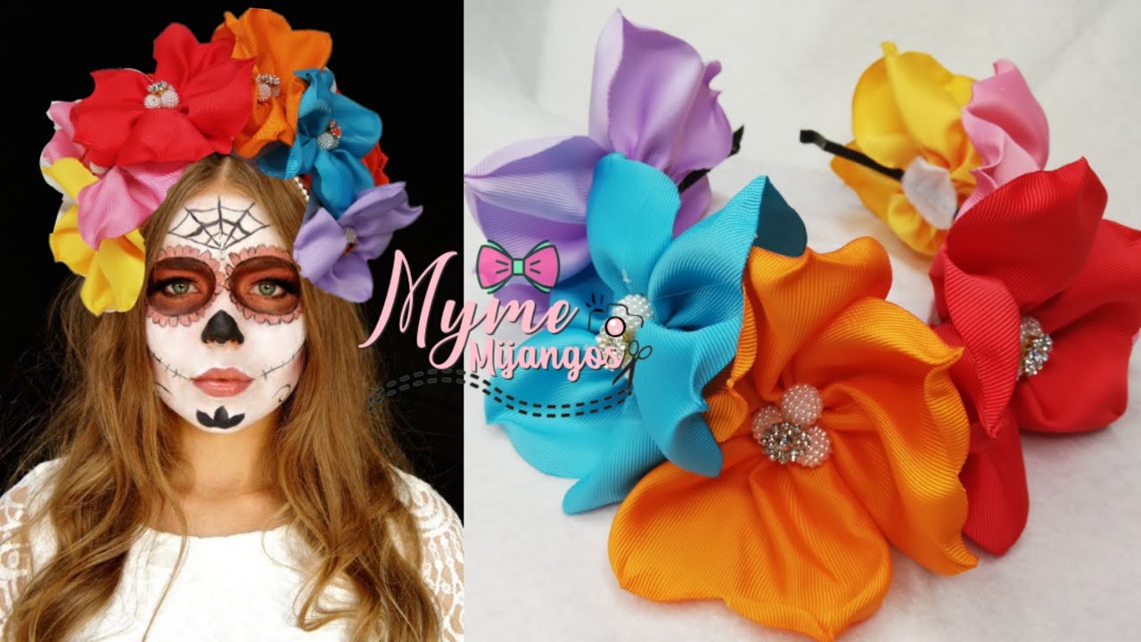 DIADEMA DE CATRINA PARA VENDER - FLORES DE LISTON - YouTube