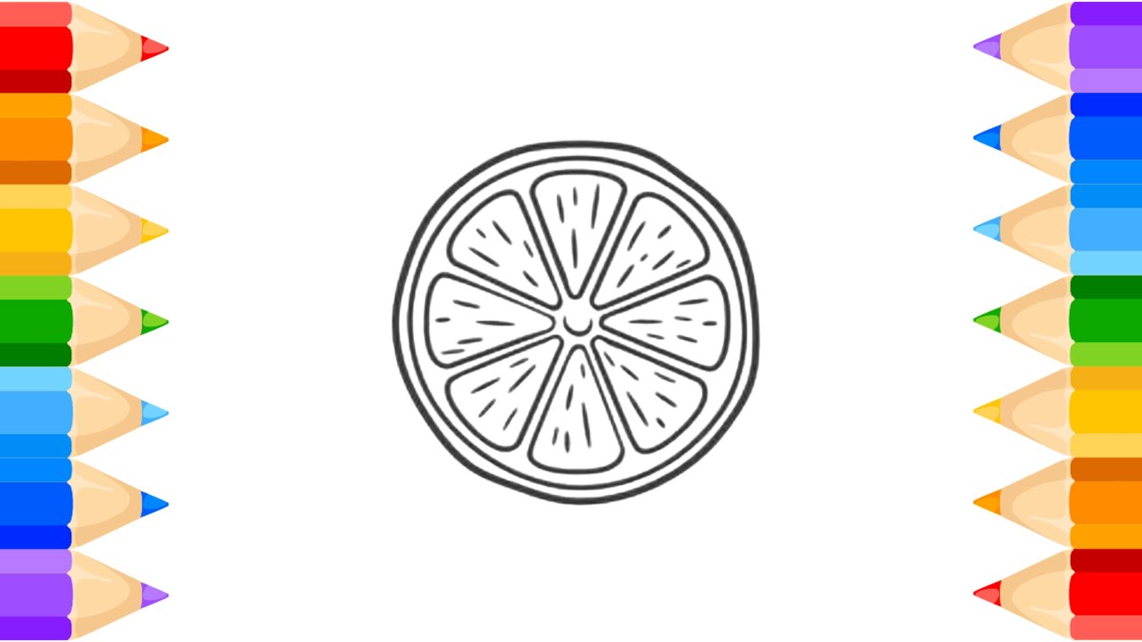 How To Draw Orange slice Drawing & Coloring For Kids and Toddlers ...