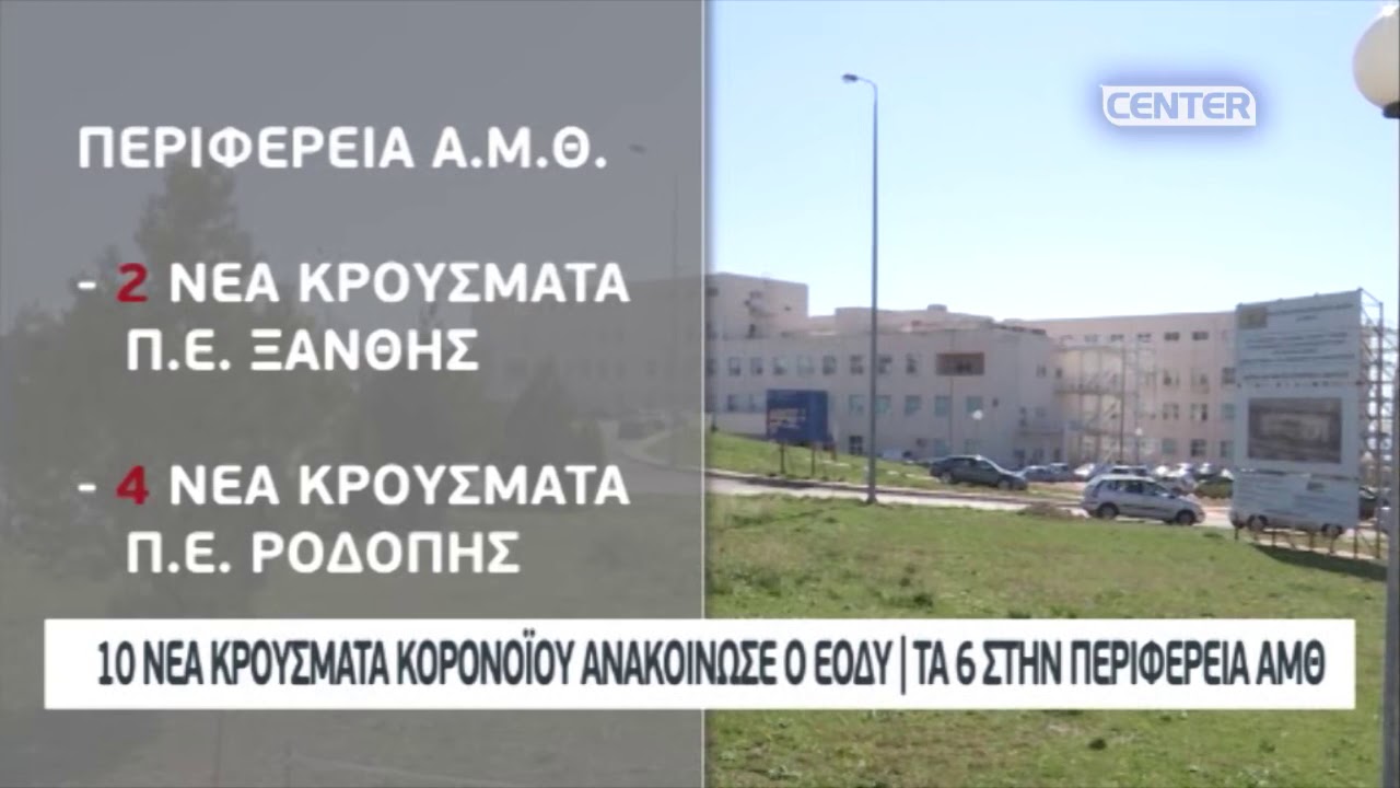 10 ΝΕΑ ΚΡΟΥΣΜΑΤΑ ΚΟΡΟΝΟΪΟΥ ΑΝΑΚΟΙΝΩΣΕ Ο ΕΟΔΥ | ΤΑ 6 ΣΤΗΝ ΠΕΡΙΦΕΡΕΙΑ ΑΜΘ ...