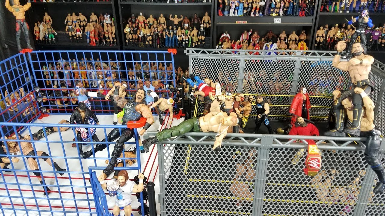 2 STEEL CAGE ACTION FIGURE MATCH SET UP - YouTube