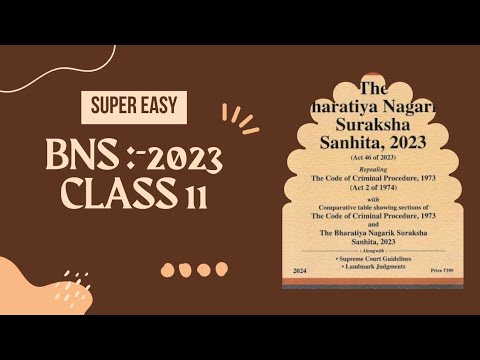 | BNS CLASS 11 | BNS:-2023 | New Criminal Laws | Kirti Bhardwaj | Judiciary preparation| - YouTube