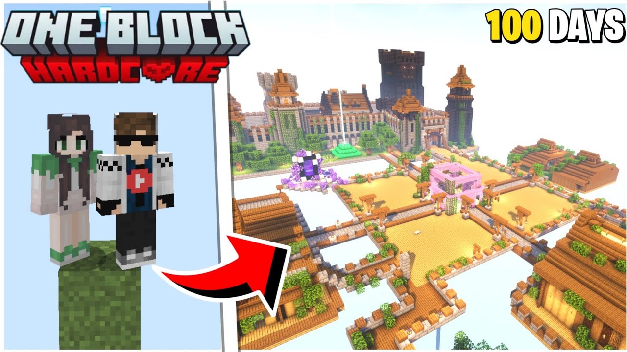 We Survived 100 Days On ONE BLOCK in Minecraft Hardcore! - YouTube
