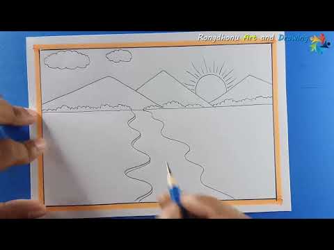 Scenery drawing pencil | Mountain Scenery