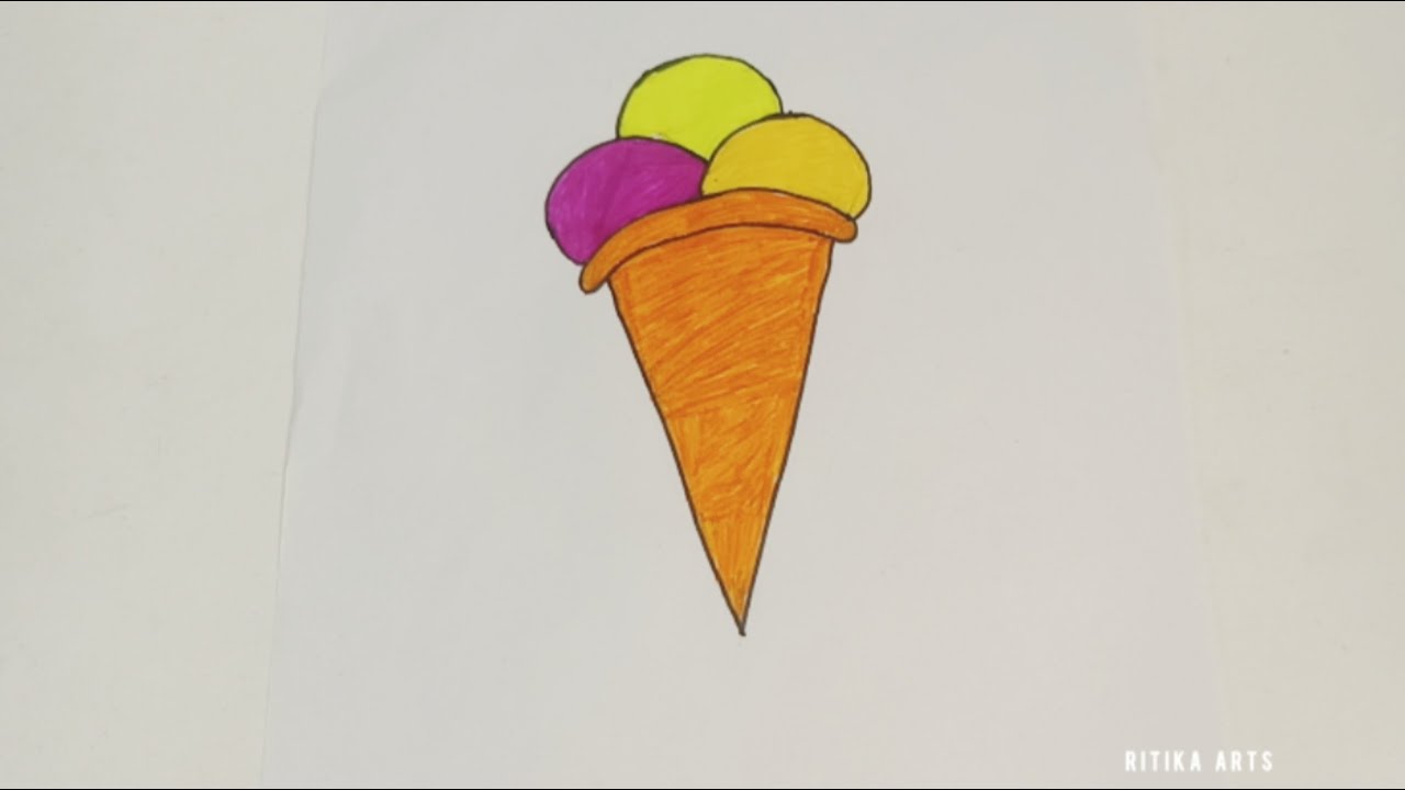 How to draw a cute ice cream🍦 cone ||@ritikaarts67 - YouTube