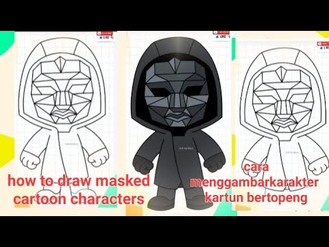 how to draw masked cartoon characters,cara menggambar karakter kartun ...