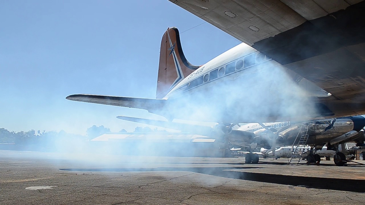 Douglas DC-4 ZS-AUB Close Up engine start - YouTube