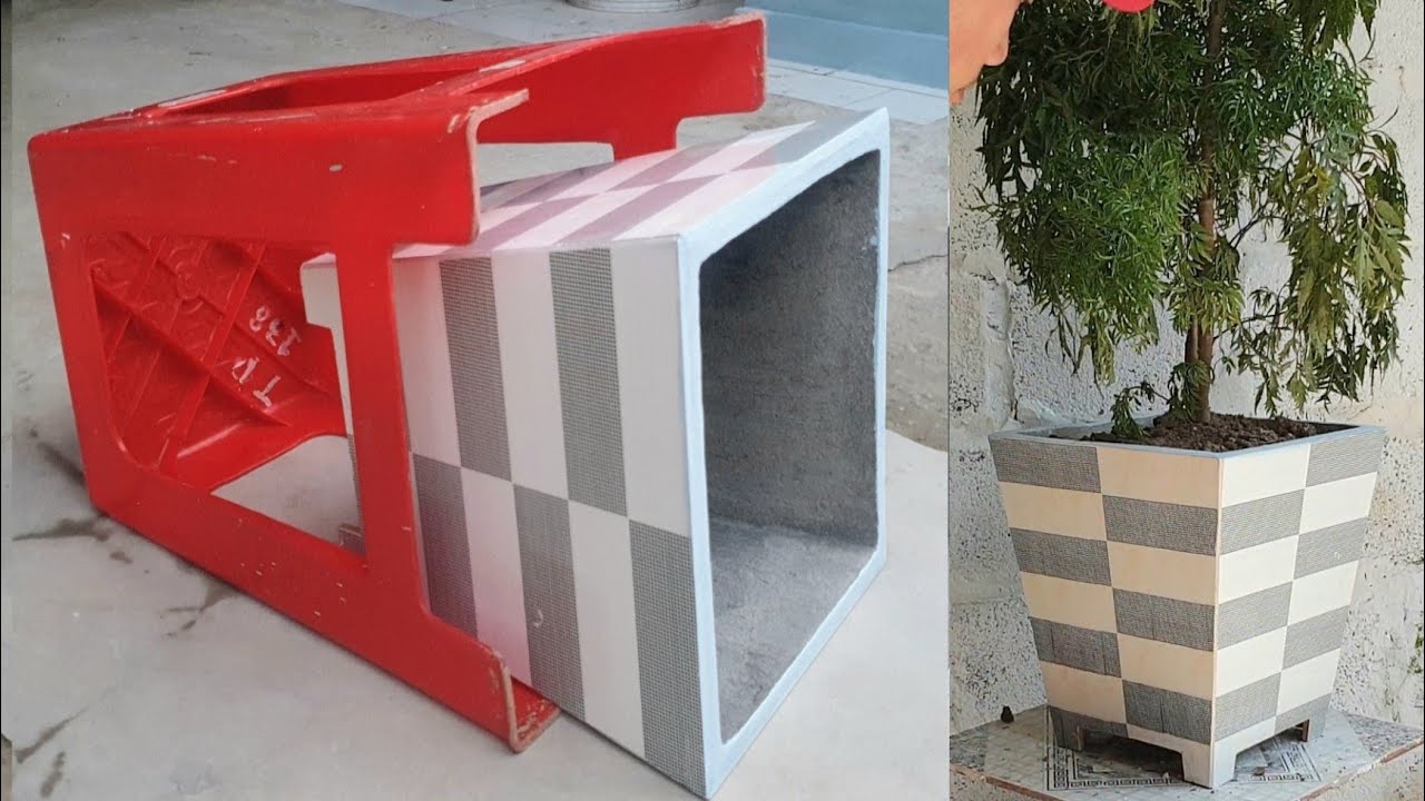 DIY ceramic tiles - How to make square flower pots from ceramic tiles ...