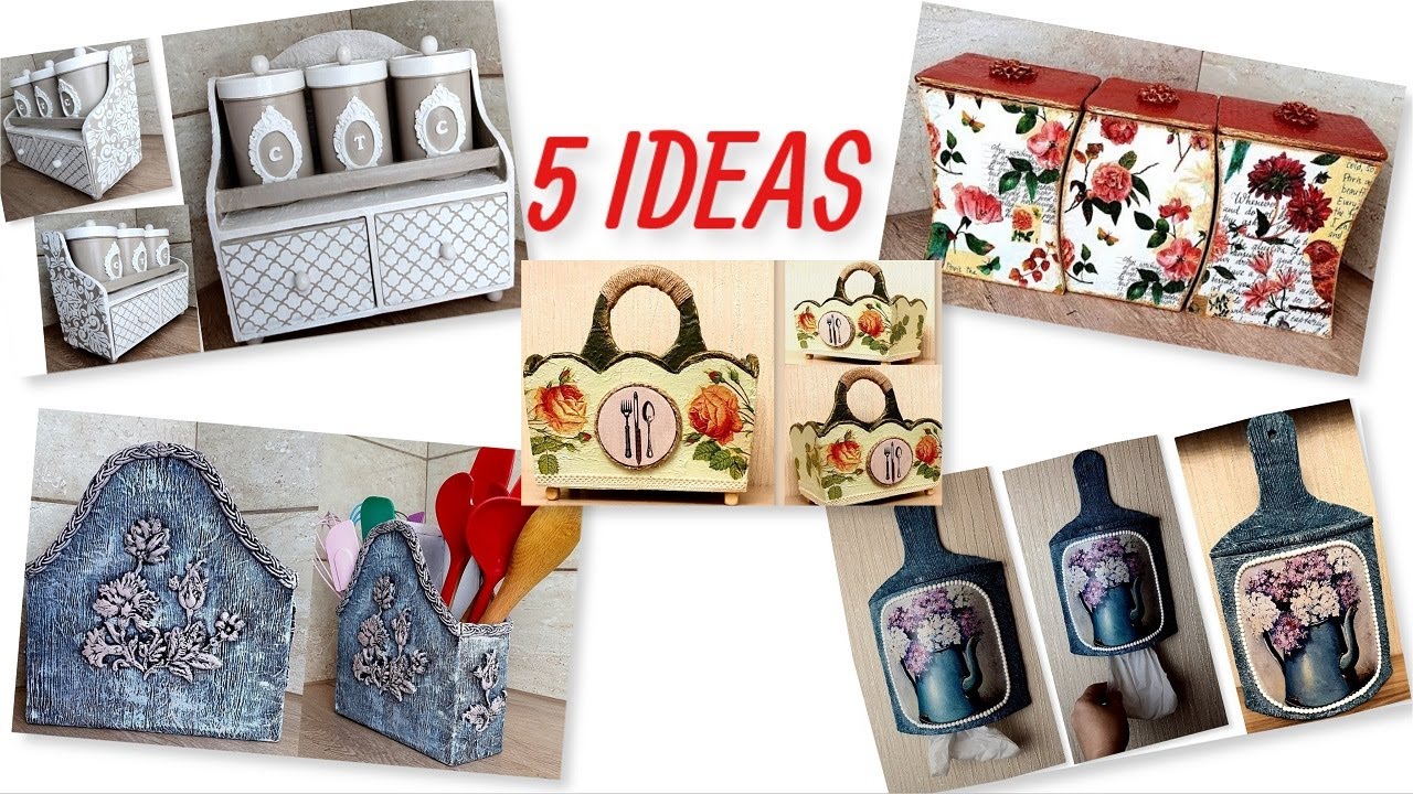 DIY/ 5 Best Kitchen decorating ideas from recycled materials - YouTube