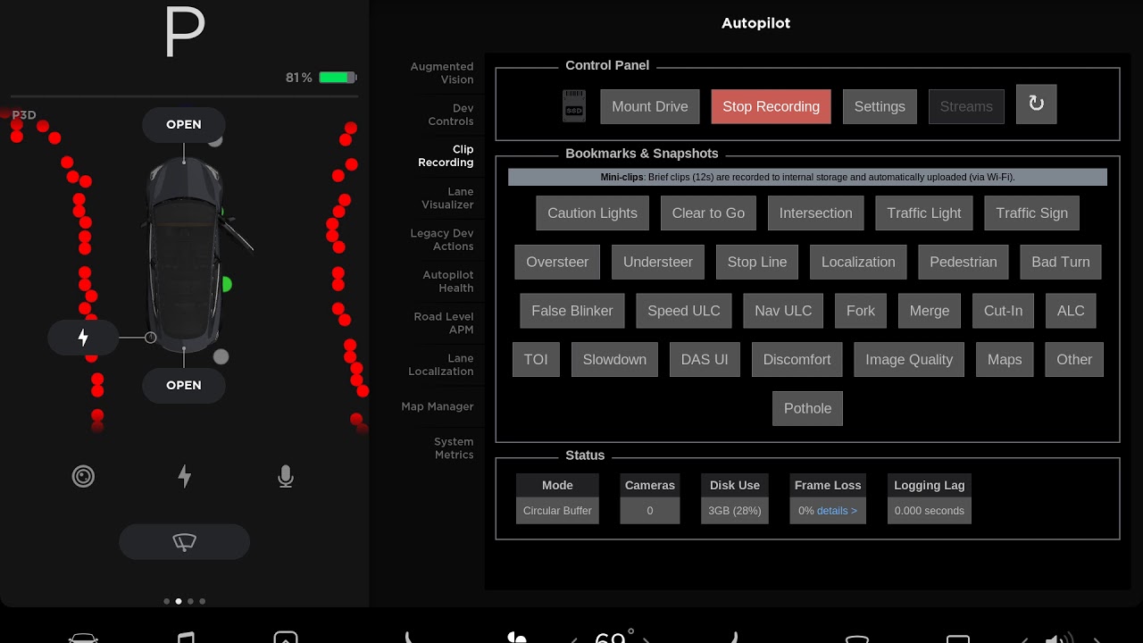 Tesla Autopilot Developer Options - YouTube