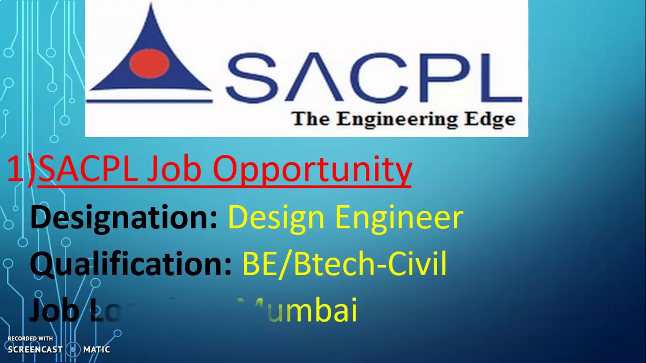 SACPL Job oppurtunity I Design engineer I Mumbai I Civil Engineering ...