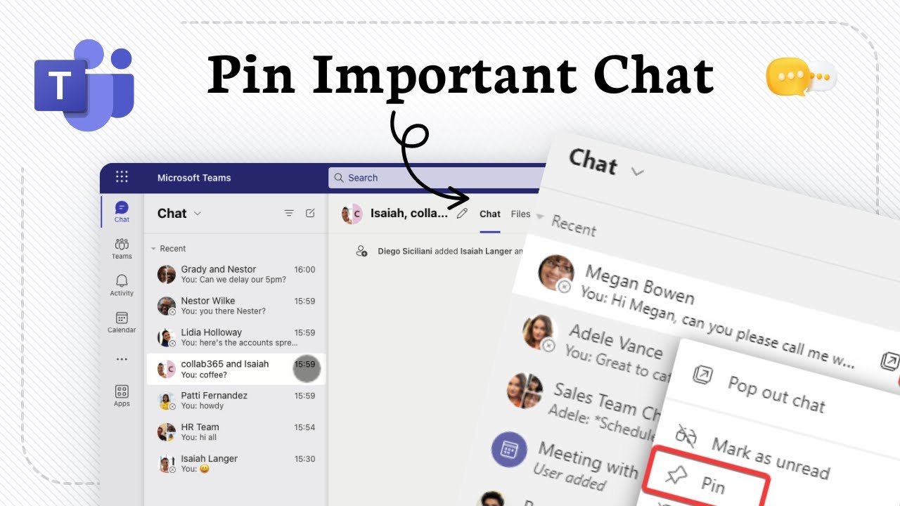 How to pin a chat with a specific person for quick access in microsoft ...
