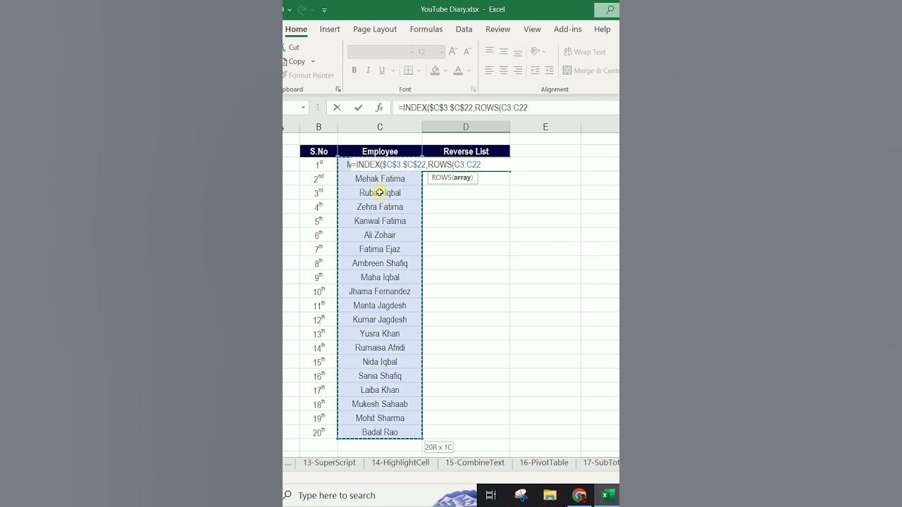 Excel Tips and Tricks 01: How to Reverse the Order of an Excel List # ...